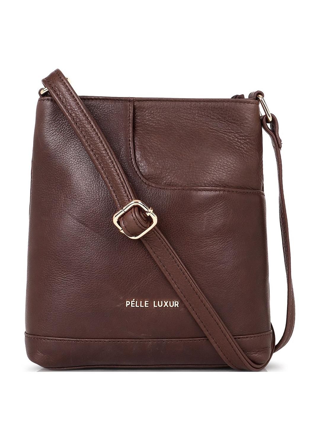 Buy PELLE LUXUR Unisex Solid Crossbody Leather Sling Bag - Handbags for ...