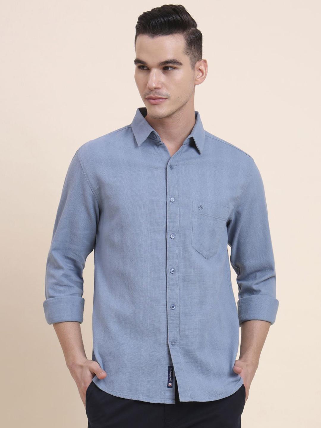 Buy Greenfibre Cutaway Collar Long Sleeves Cotton Shirt - Shirts for ...