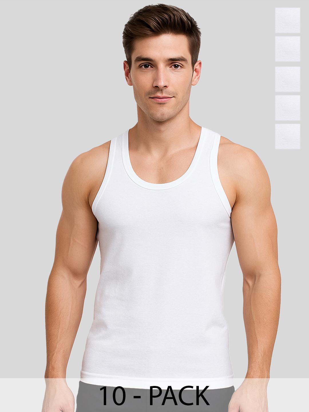 Buy AMUL COMFY Pack Of 10 Men Pure Cotton Undershirt Vest AC ...