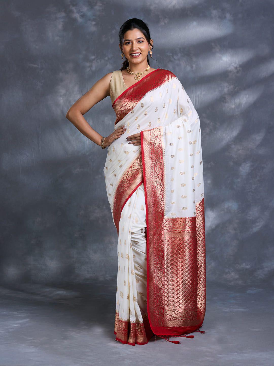 Buy PALLU PATARI Ethnic Motifs Zari Banarasi Saree - Sarees for Women ...