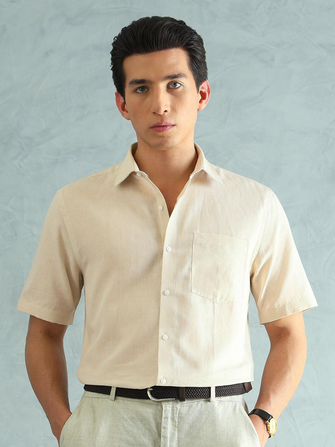 Buy Arrow Classic Fit Spread Collar Cotton Linen Formal Shirt - Shirts ...