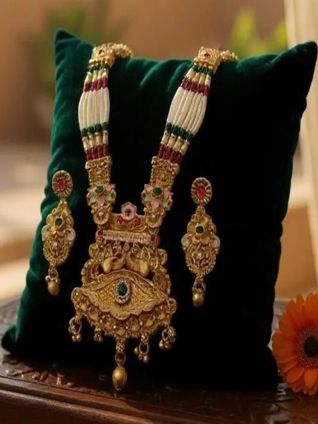 Buy SAPRAA TRENDS Gold Plated Meenakari Multistrand Beaded Kundan ...