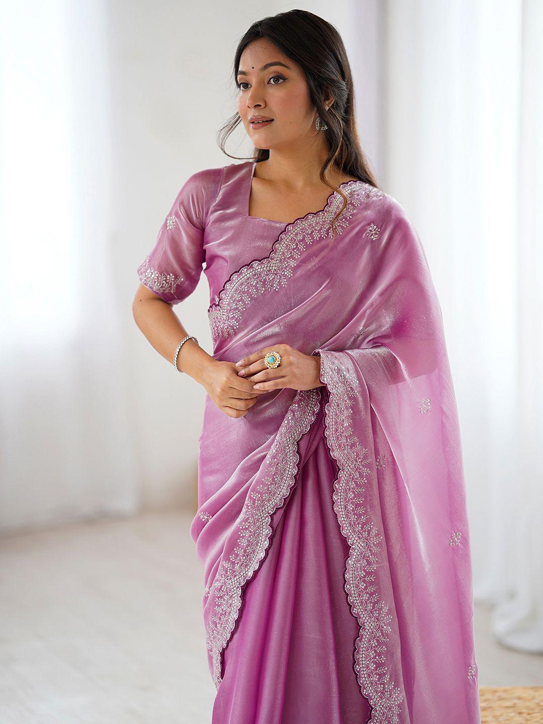 Buy Satrani Embellished Embroidered Tissue Saree - Sarees for Women ...