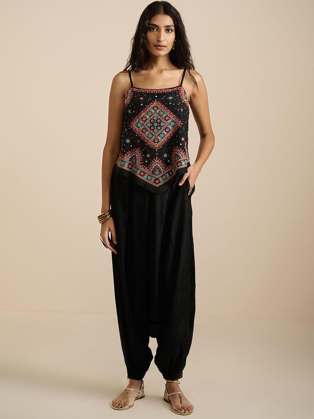 Buy Global Desi Printed Shoulder Straps Top & Salwar - Co Ords for ...