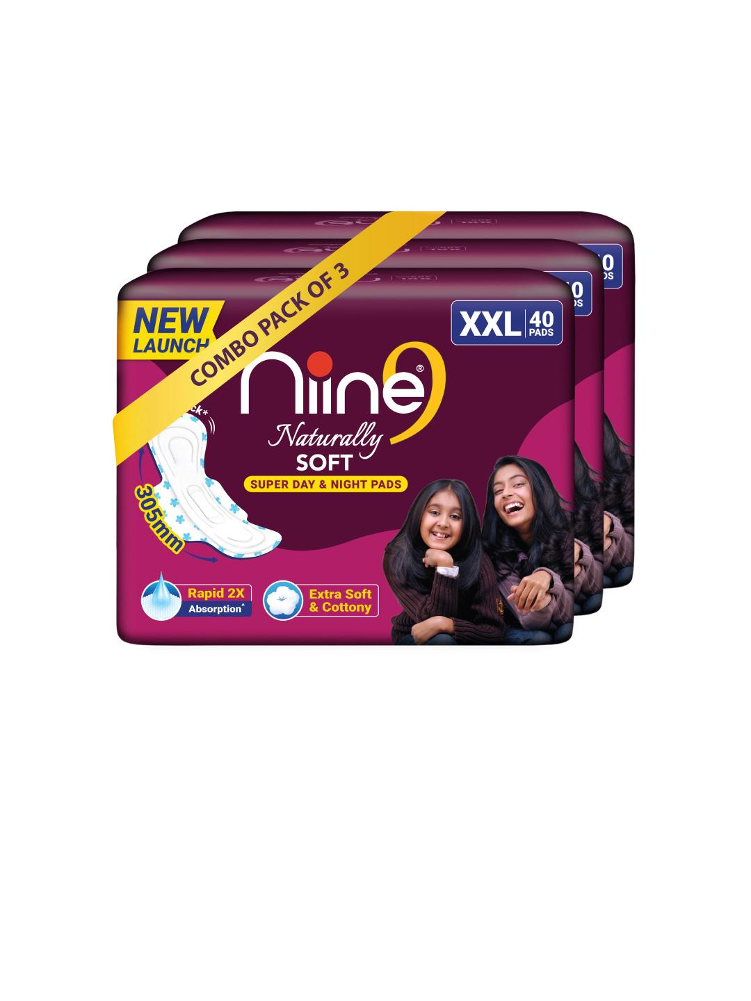 Buy Niine Set Of 3 Soft Super XXL Day & Night Quick Absorption Sanitary ...