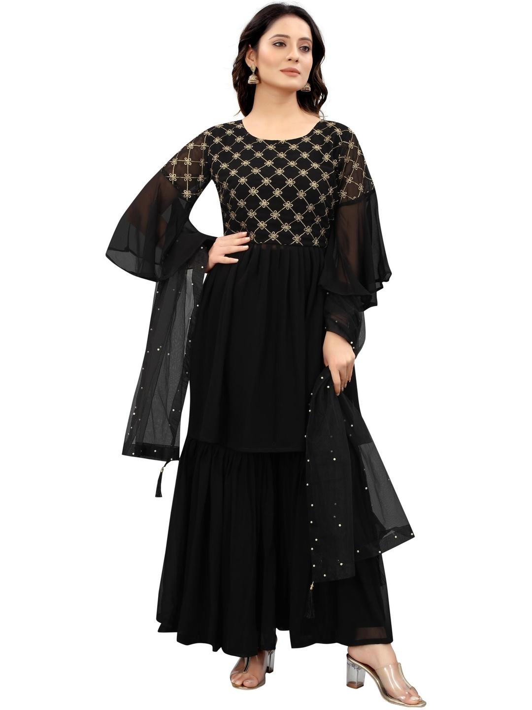 Buy BAMSOM WEAR Women Embroidered Georgette Kurta Sets With Dupatta ...
