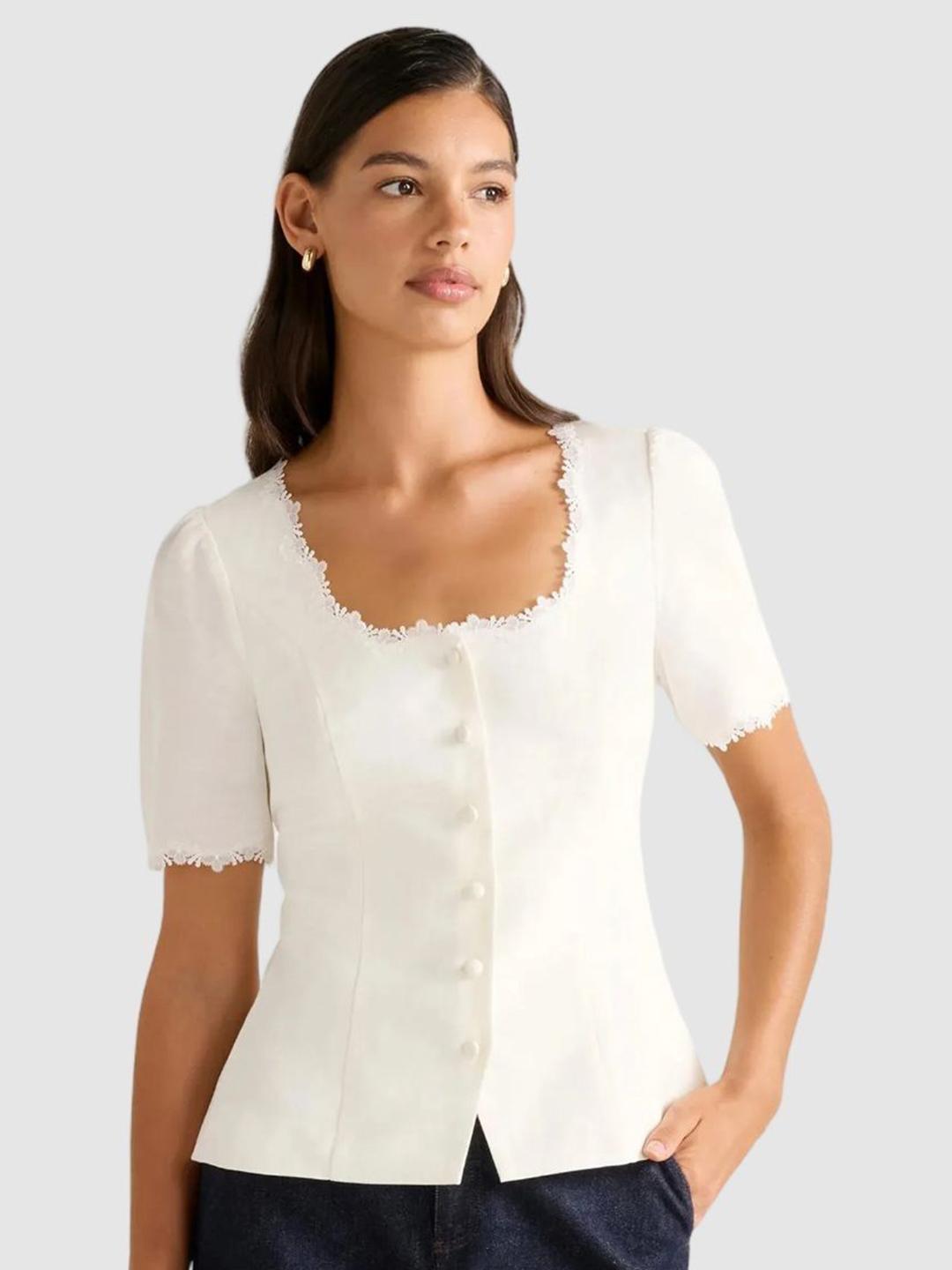 Buy Forever New Square Neck Linen Top - Tops for Women 36402064 | Myntra