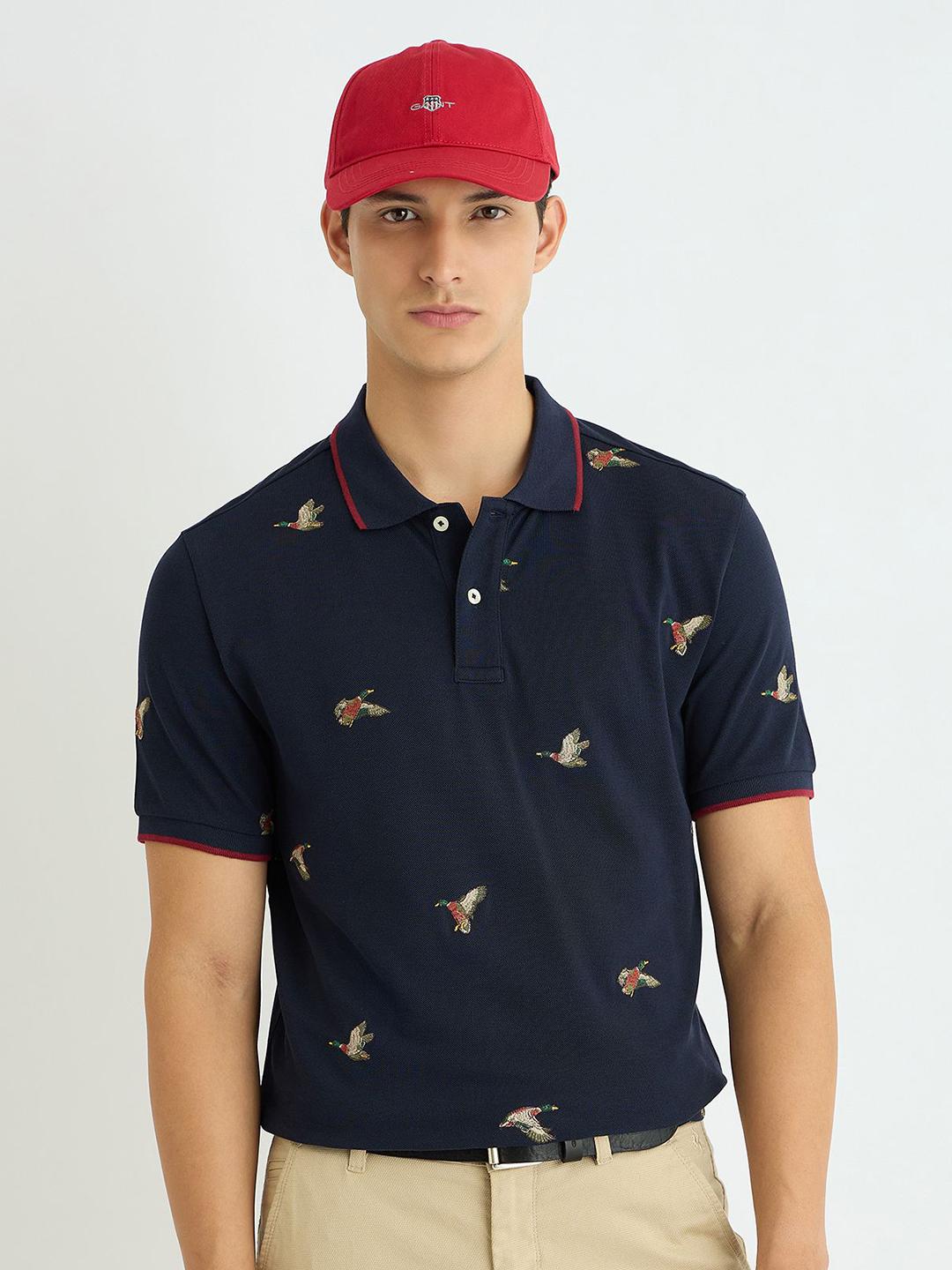 Buy GANT Animal Printed Polo Collar Pure Cotton T Shirt - Tshirts for ...