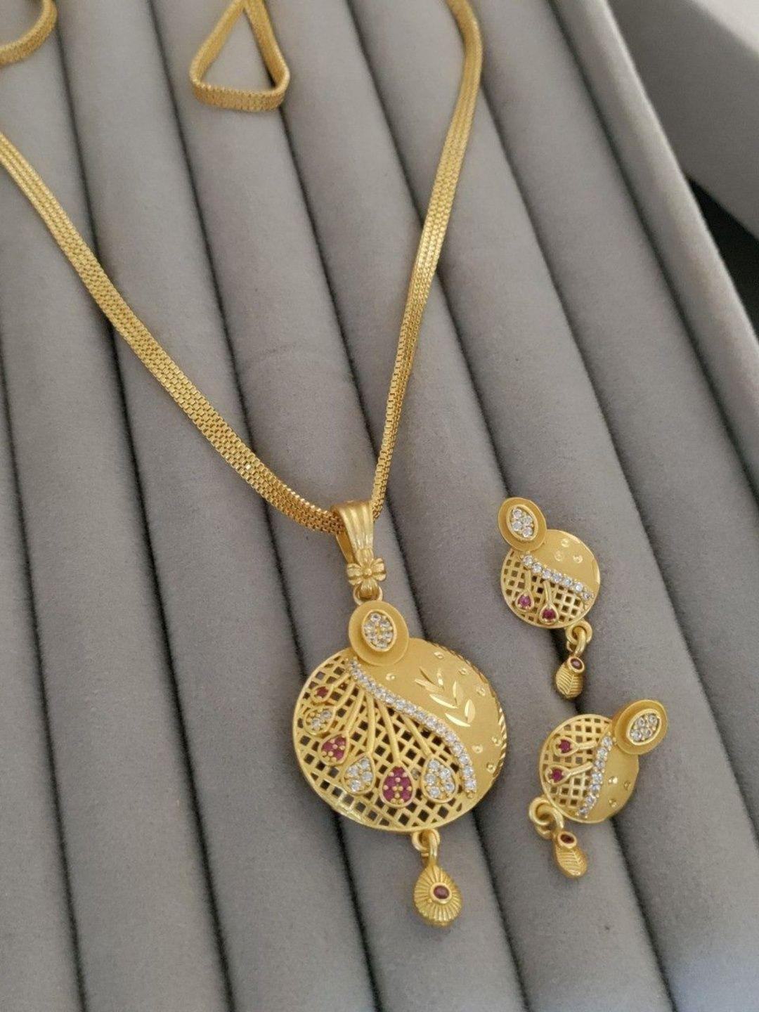 Buy PC STAR Gold Plated Artificial Stones Studded Jewellery Set ...