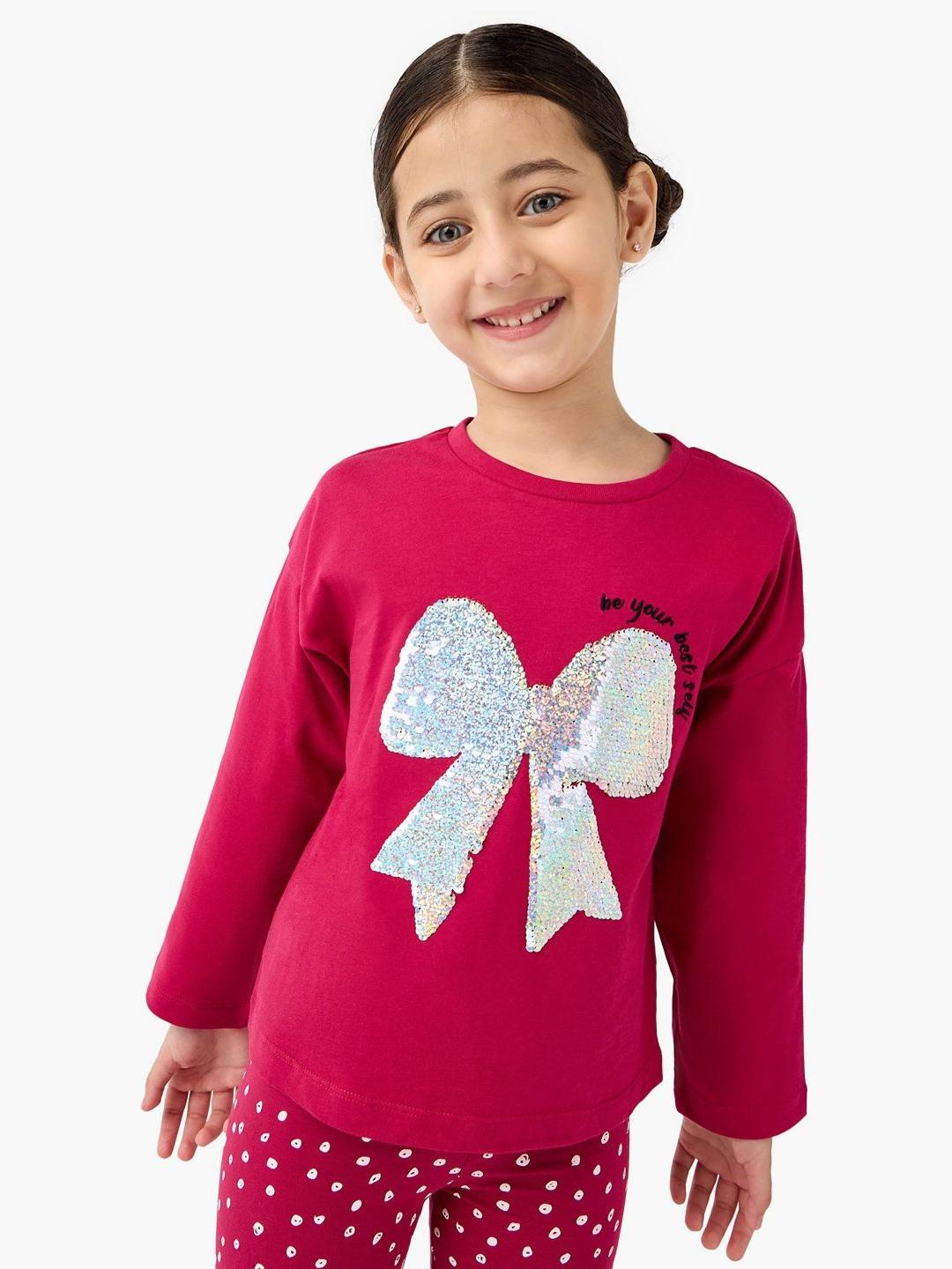 Buy Juniors By Babyshop Girls Graphic Self Design Round Neck Cotton ...