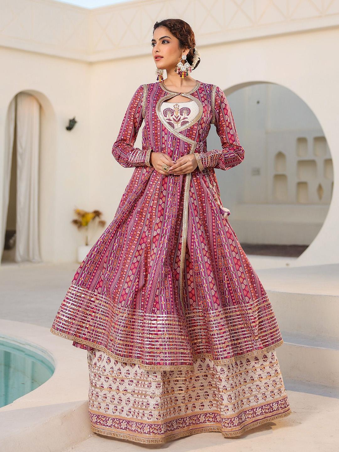 Buy AARAAS Floral Embroidered Cotton Gown - Ethnic Dresses for Women ...