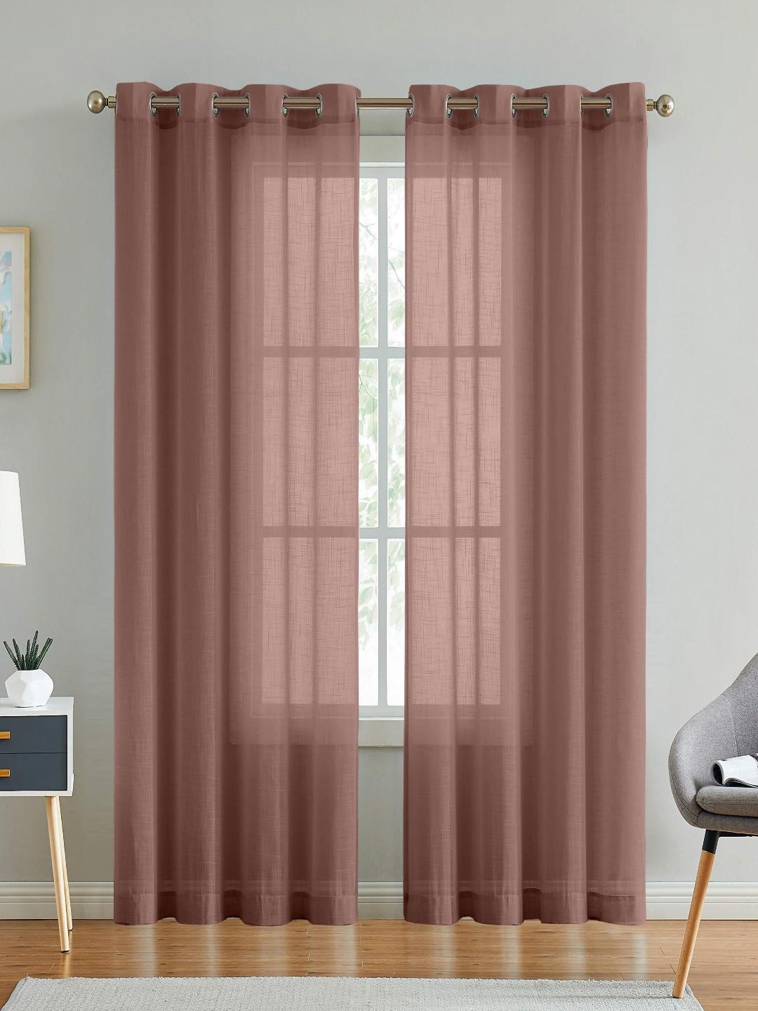 Buy Aura Brown Linen Window Curtain - Curtains And Sheers for Unisex ...