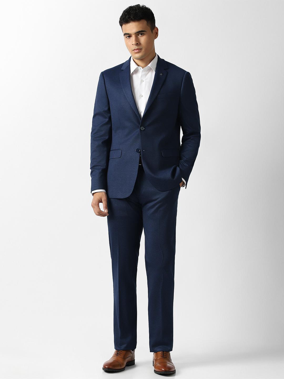 Buy Van Heusen Men Textured Ultra Slim Fit Single Breasted Two Piece ...