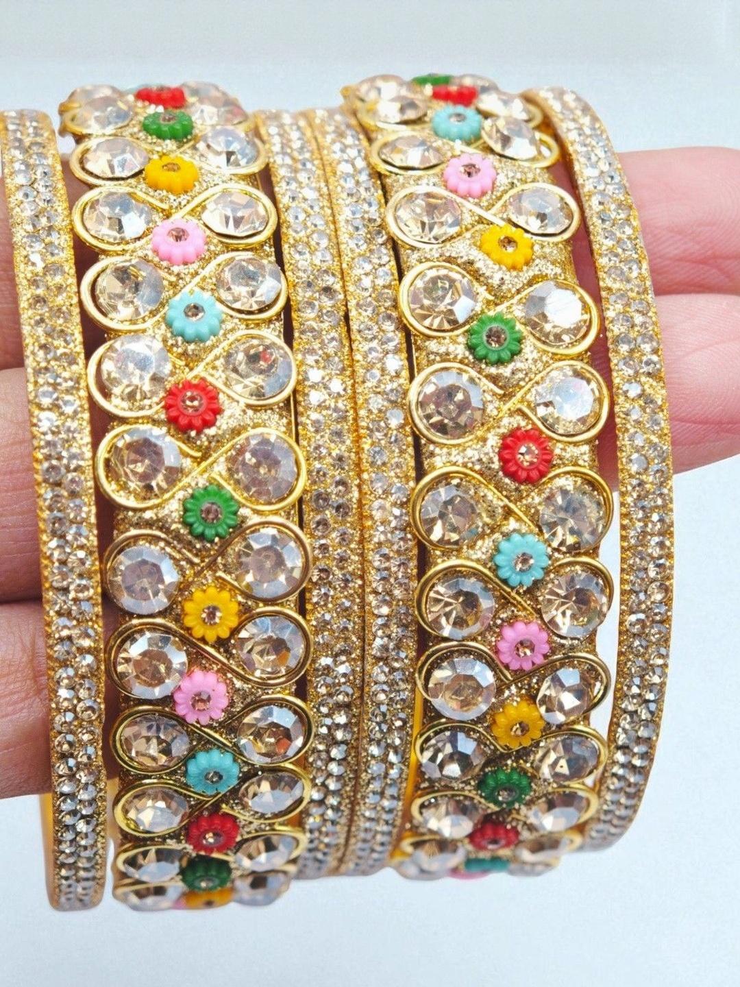 Buy SAPRAA TRENDS Set Of 6 Multicoloured Copper Bangles - Bangle for ...