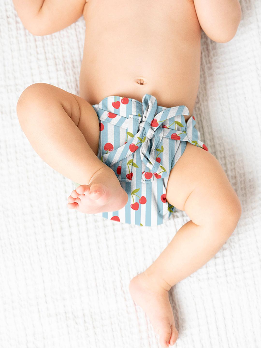 Buy Cocoon Care Bamboo Cotton Cherry Printed Nappy Blue - Diapers for ...