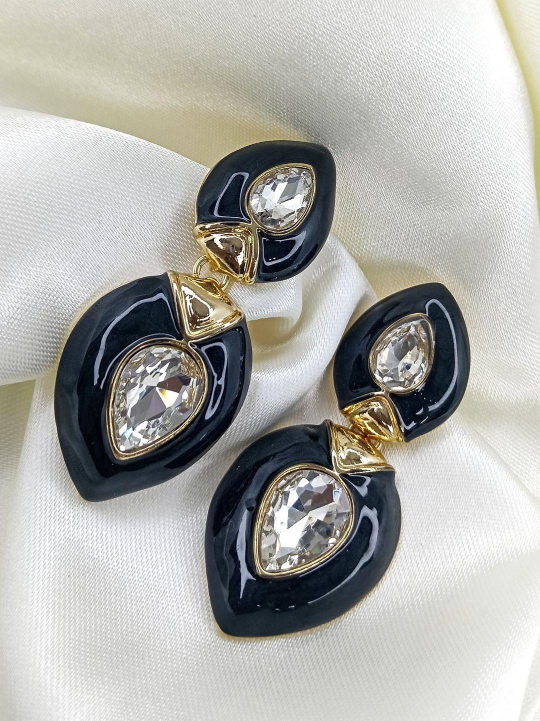 Buy VELVET IMPERIAL Gold Plated Artificial Stones Studded Teardrop ...