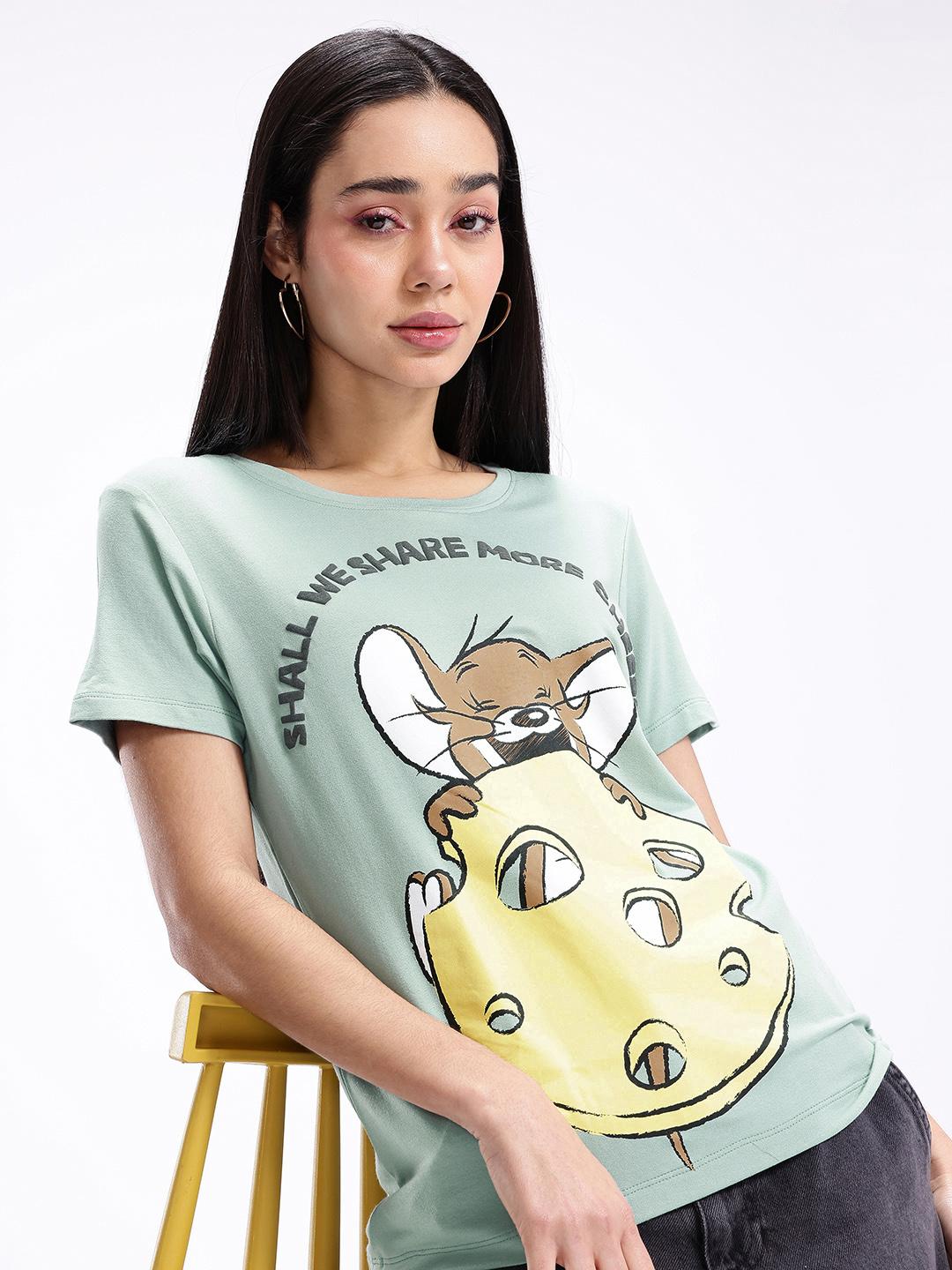 Buy Kook N Keech Tom & Jerry Printed Drop Shoulder Sleeves Relaxed Fit ...