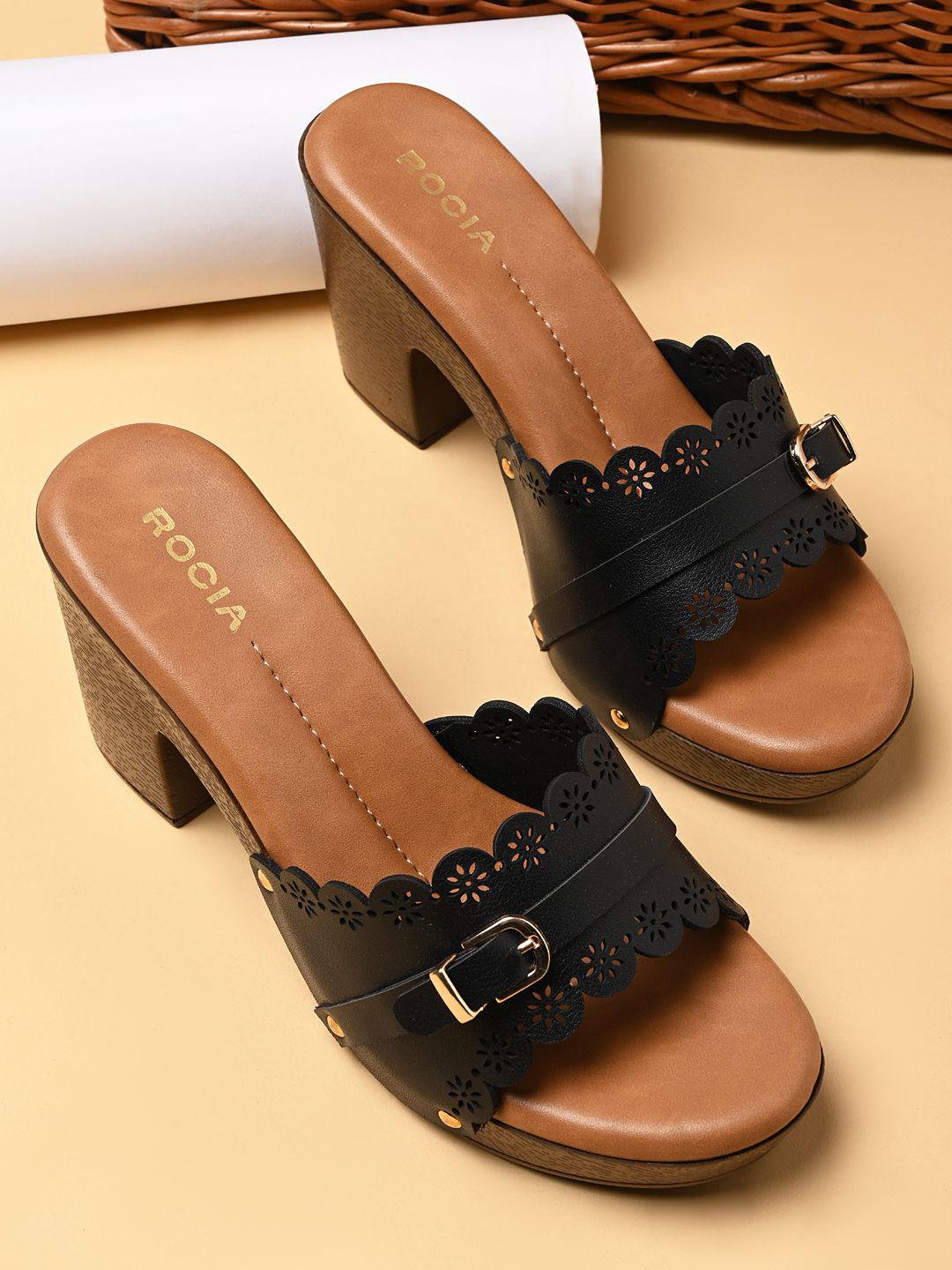 Buy Rocia Women Laser Cut Block Heel Sandals - Heels for Women 36446366 ...