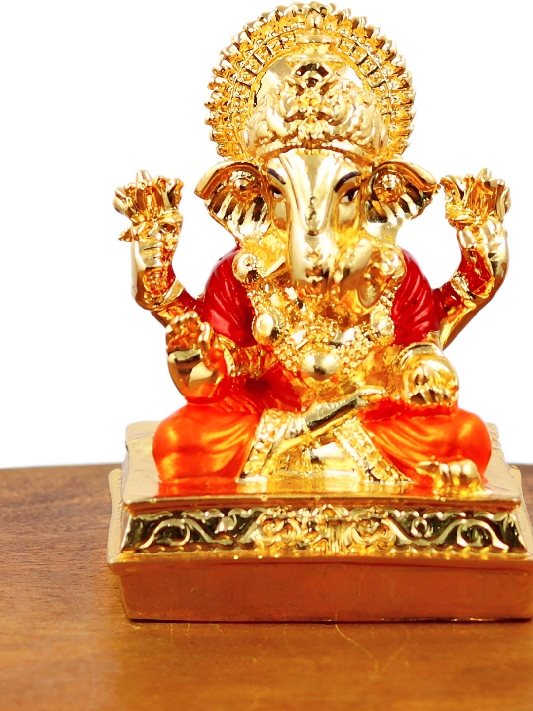 Buy INTERNATIONAL GIFT Red & Gold Toned Lord Ganesha Religious Idol ...