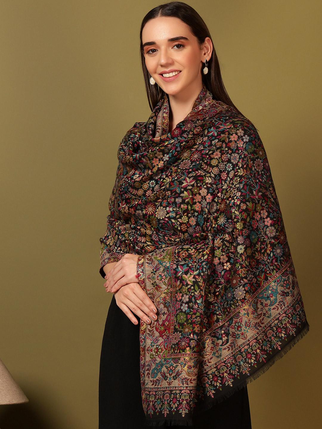 Buy Pashmoda Floral Woven Design Nazrana Kaani Woolen Shawl - Shawl for ...