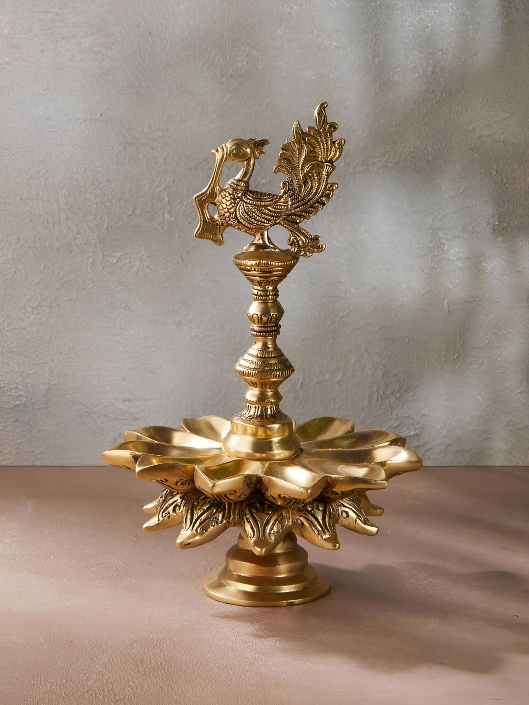 Buy Fabindia Gold Toned Textured Mehnoor Diya - Pooja Essentials for ...