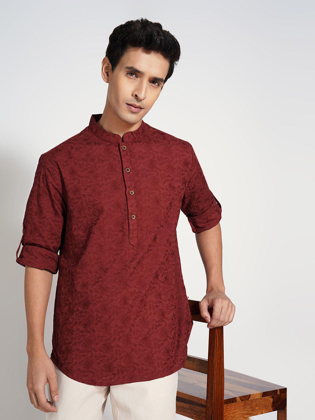 Buy Indus Route By Pantaloons Men Floral Embroidered Daily Straight ...