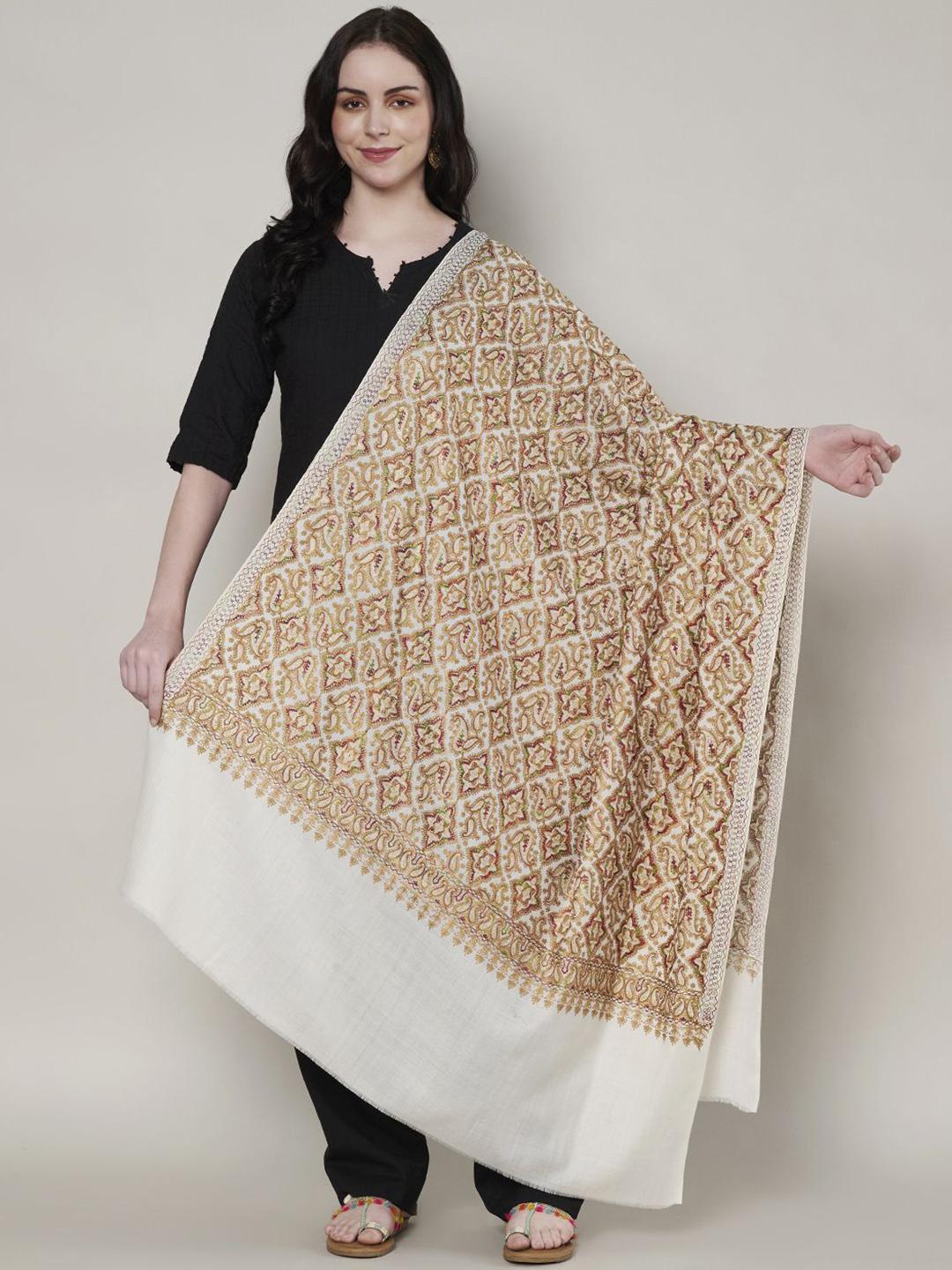 Buy MUFFLY Floral Embroidered Kashmiri Jaal Thread Work Woollen ...