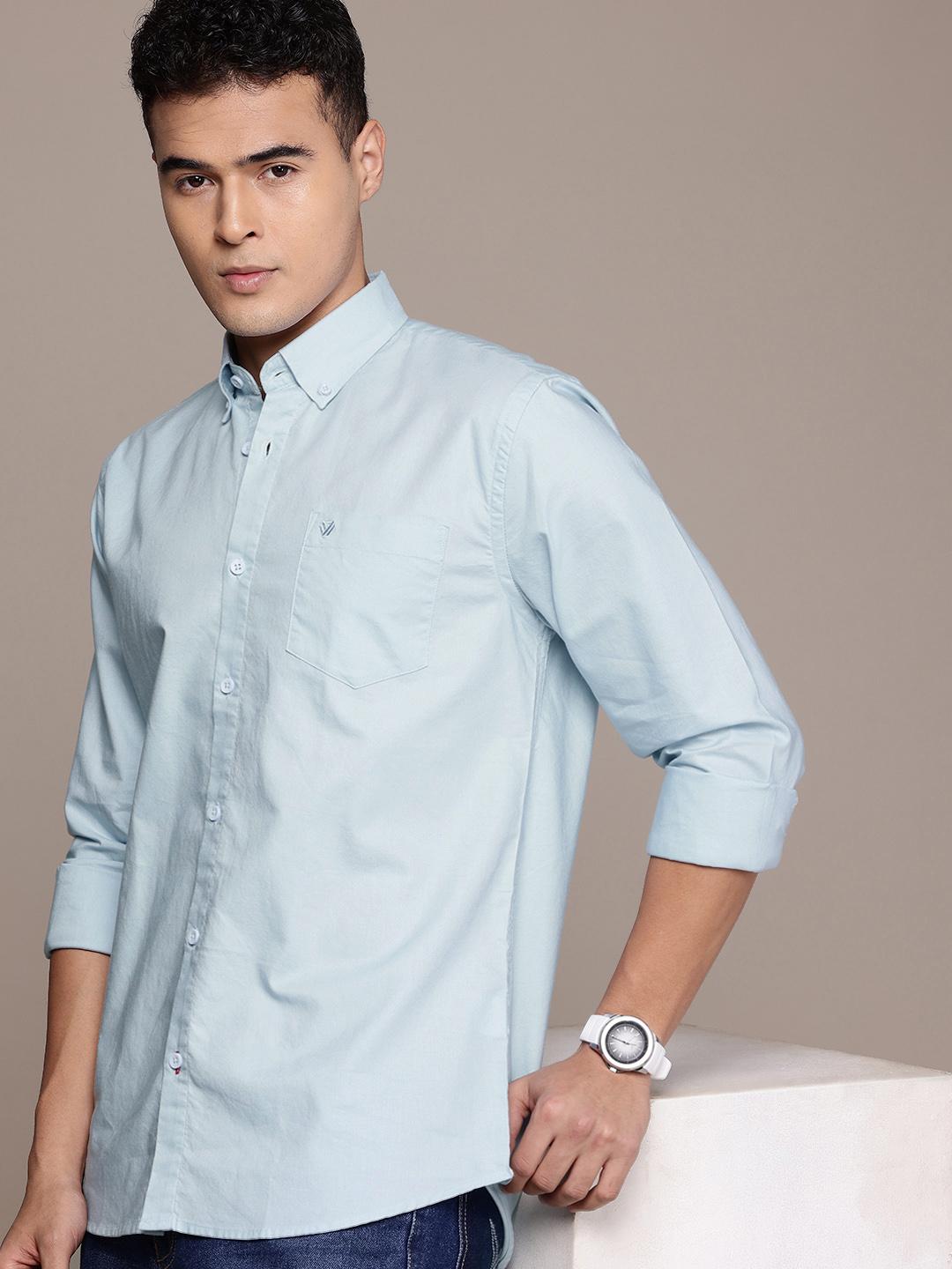 Buy BS BLUE SQUAD Regular Fit Oxford Button Down Collar Casual Shirt ...
