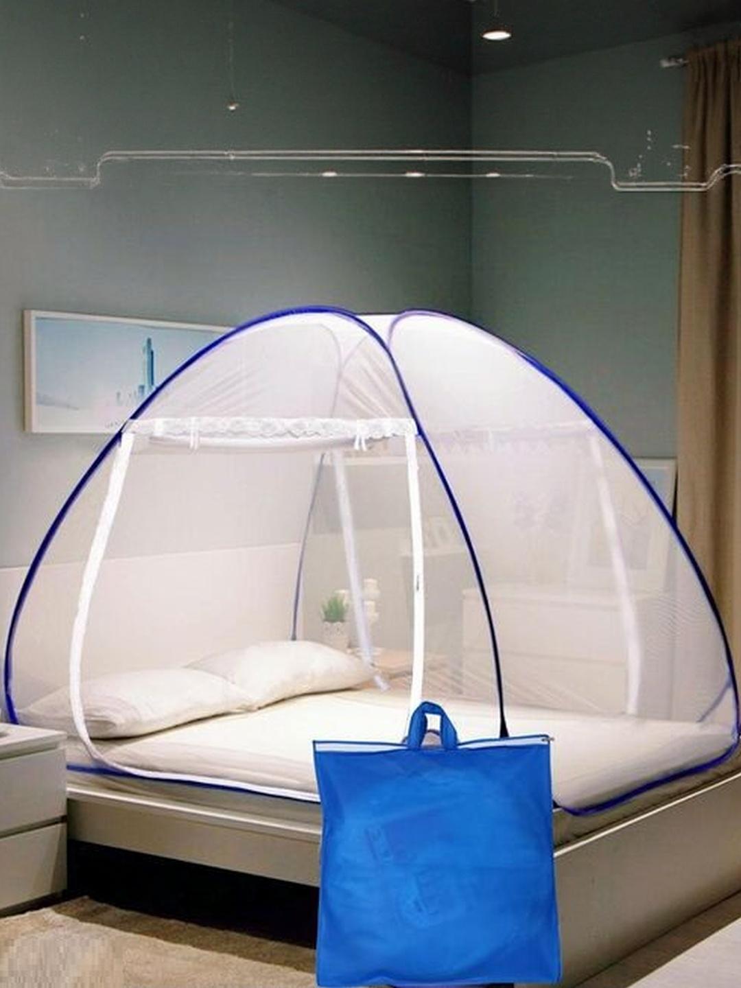 Buy CREDICUS Blue & White King Size Tent Mosquito Net - Mosquito Nets ...