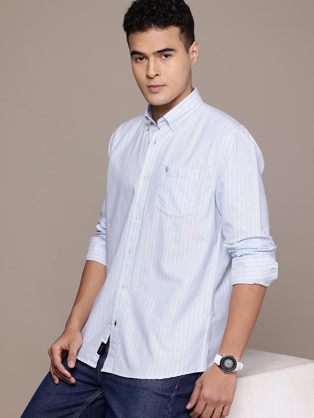 Buy BS BLUE SQUAD Regular Fit Vertical Striped Casual Shirt - Shirts ...
