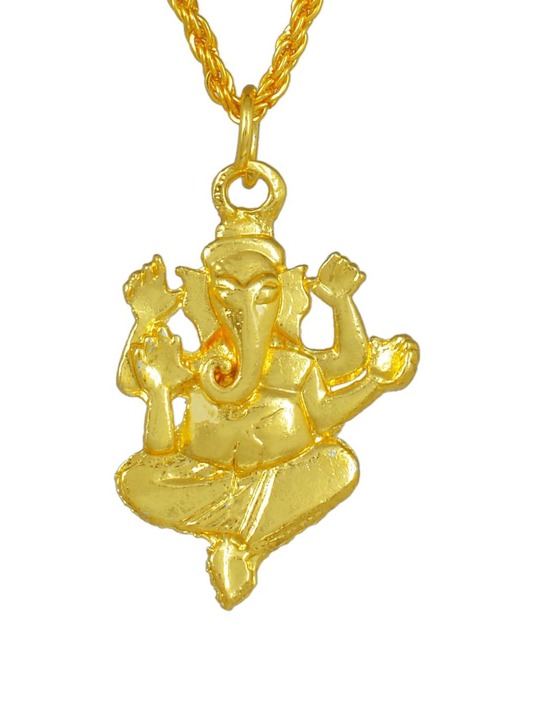 Buy Gold Plated Ganpati Ganesh Chain Pendant - Pendant for Unisex ...