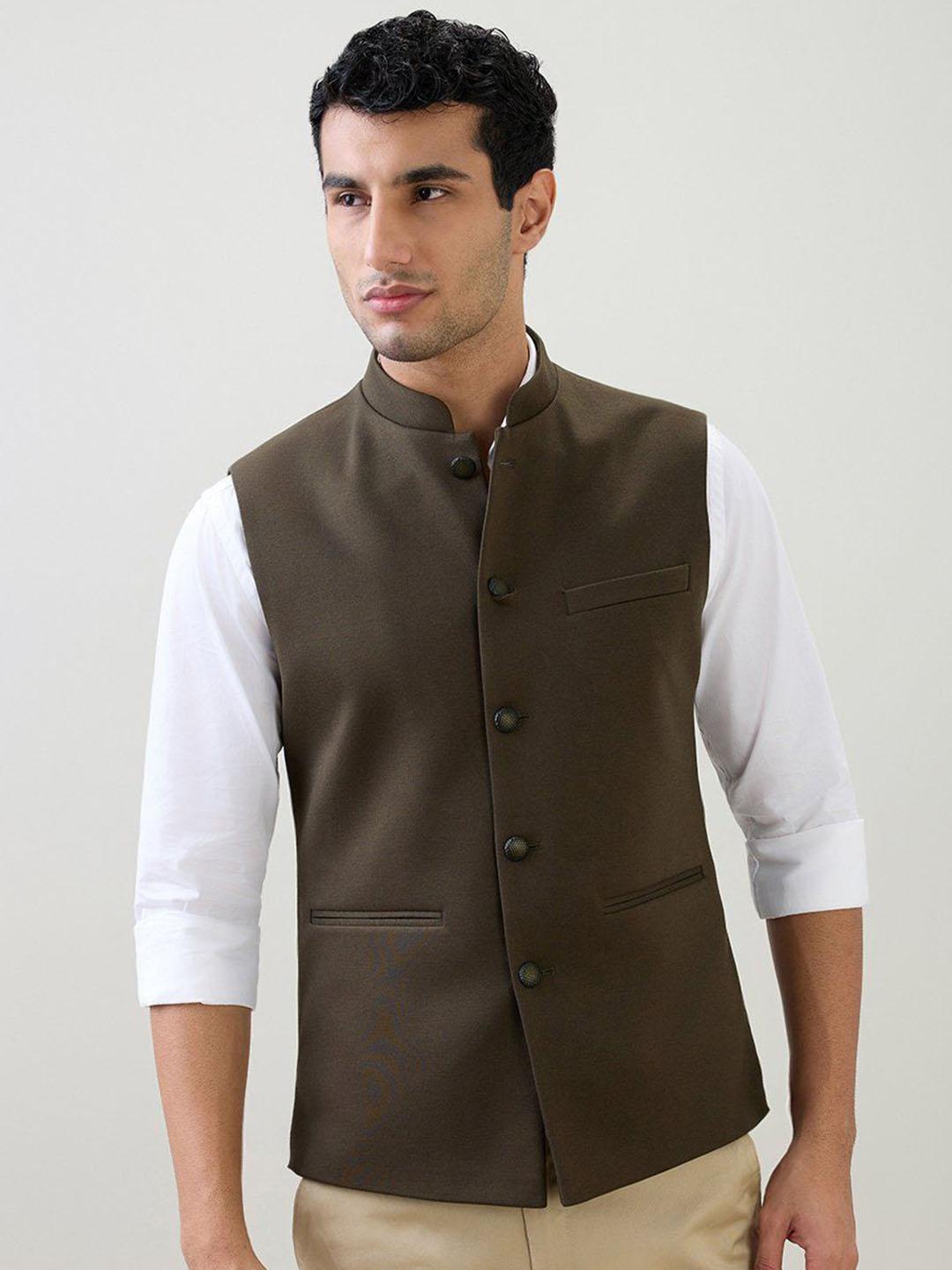 Buy Raymond Mandarin Collar Nehru Jacket - Nehru Jackets for Men ...