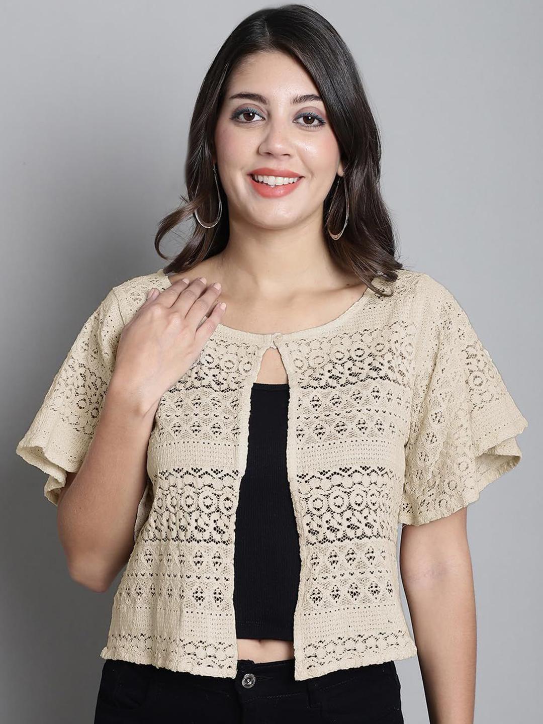 Buy SZN Self Design Button Cotton Shrug - Shrug for Women 36178375 | Myntra