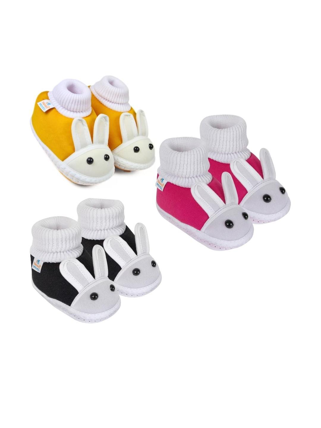 Buy NESKA MODA Kids Set Of 3 Rabbit Cotton Booties - Booties for Unisex ...