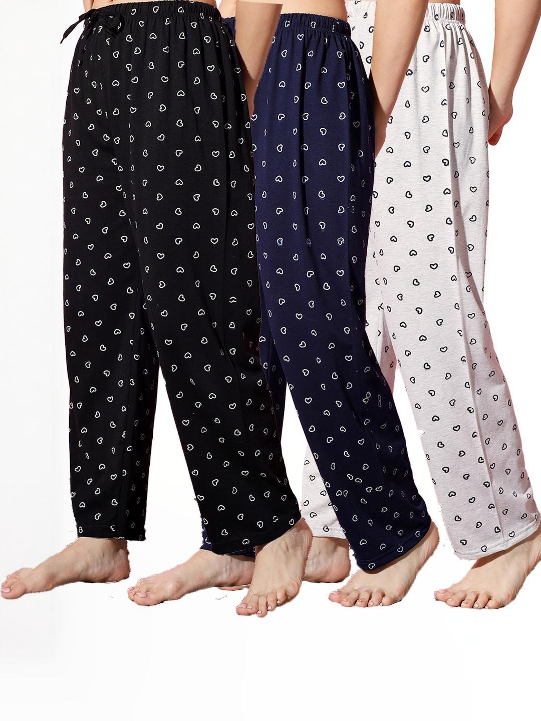 Buy FIT N FAME Women Pack Of 3 Cotton Printed Pyjamas - Pyjamas for ...