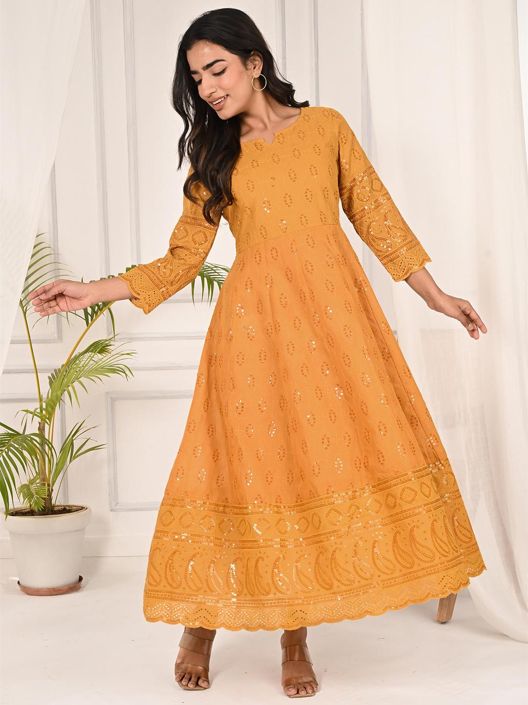 Buy INDULI Women Sequined Embroidered Embellished Fit And Flare Dress ...