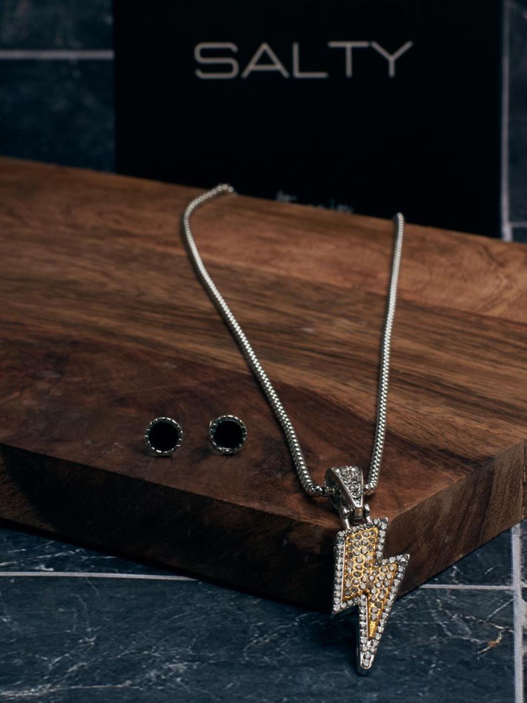 Buy SALTY Men Electric Glint Lightning Pendant Set - Jewellery Set for ...