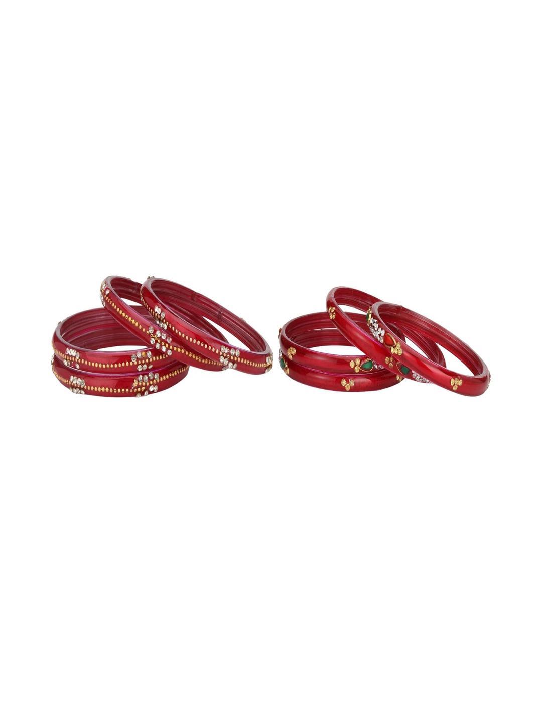 Buy 1ST TIME Set Of 2 Red Stone Studded Bangles - Bangle for Women ...