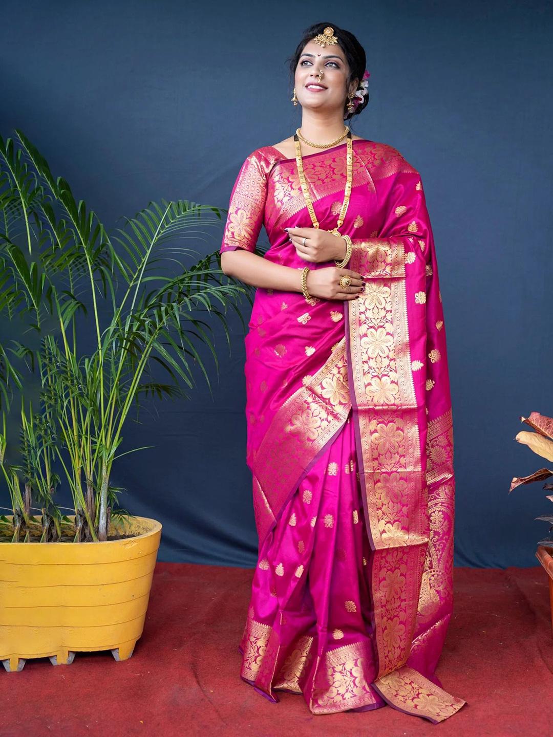 Buy Parampara Ethnic Woven Design Ethnic Motifs Zari Banarasi Saree ...