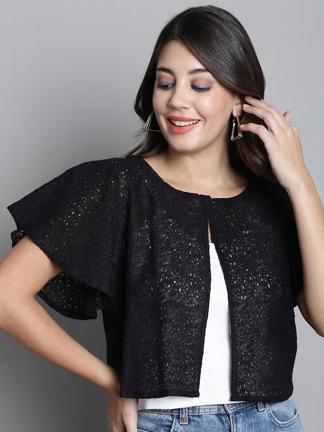 Buy SZN Self Design Cotton Button Crop Shrug - Shrug for Women 36178111 ...