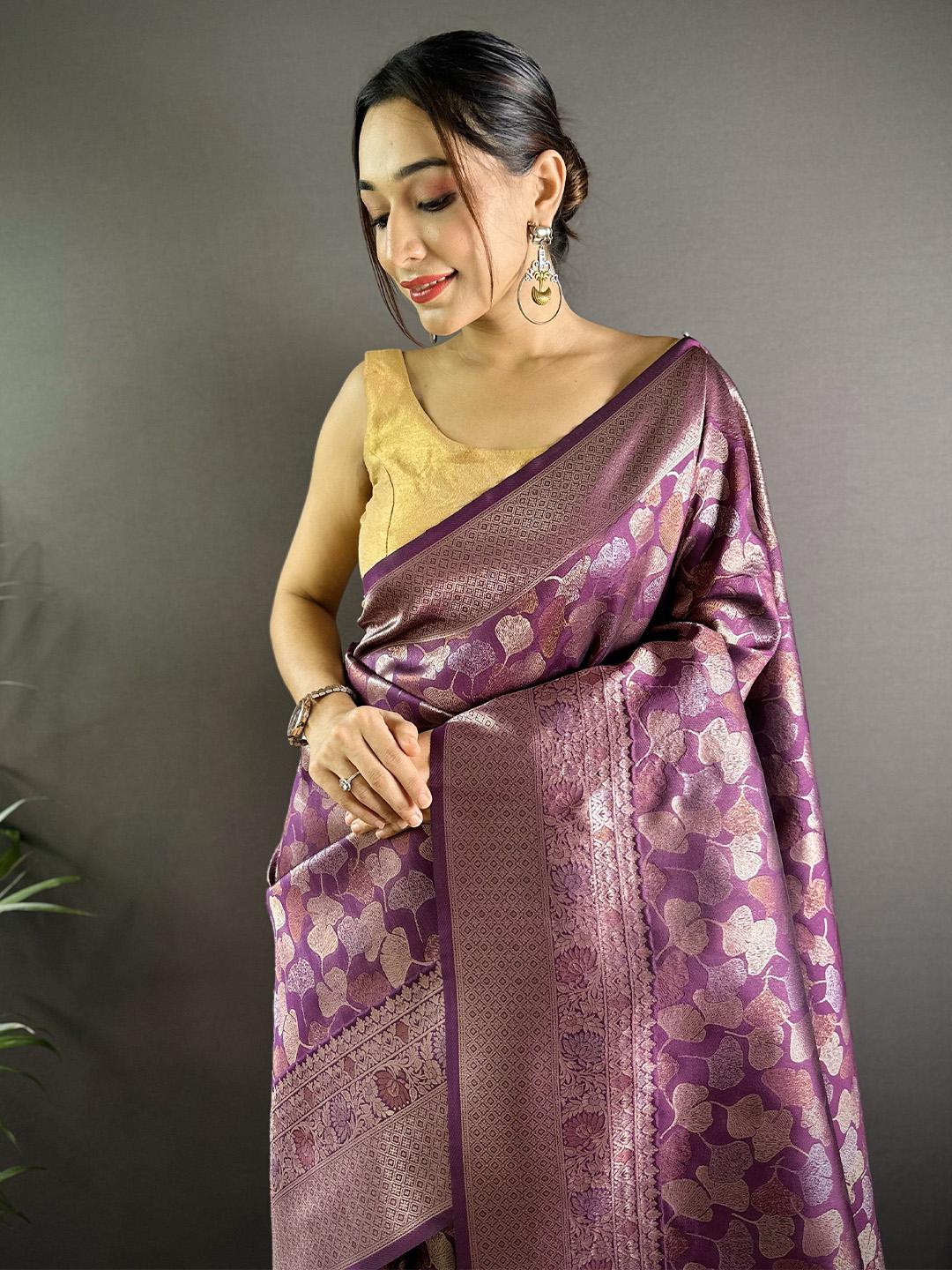 Buy Durga Textile Ethnic Motifs Embellished Zari Pure Silk Kanjeevaram Saree - Sarees for Women ...