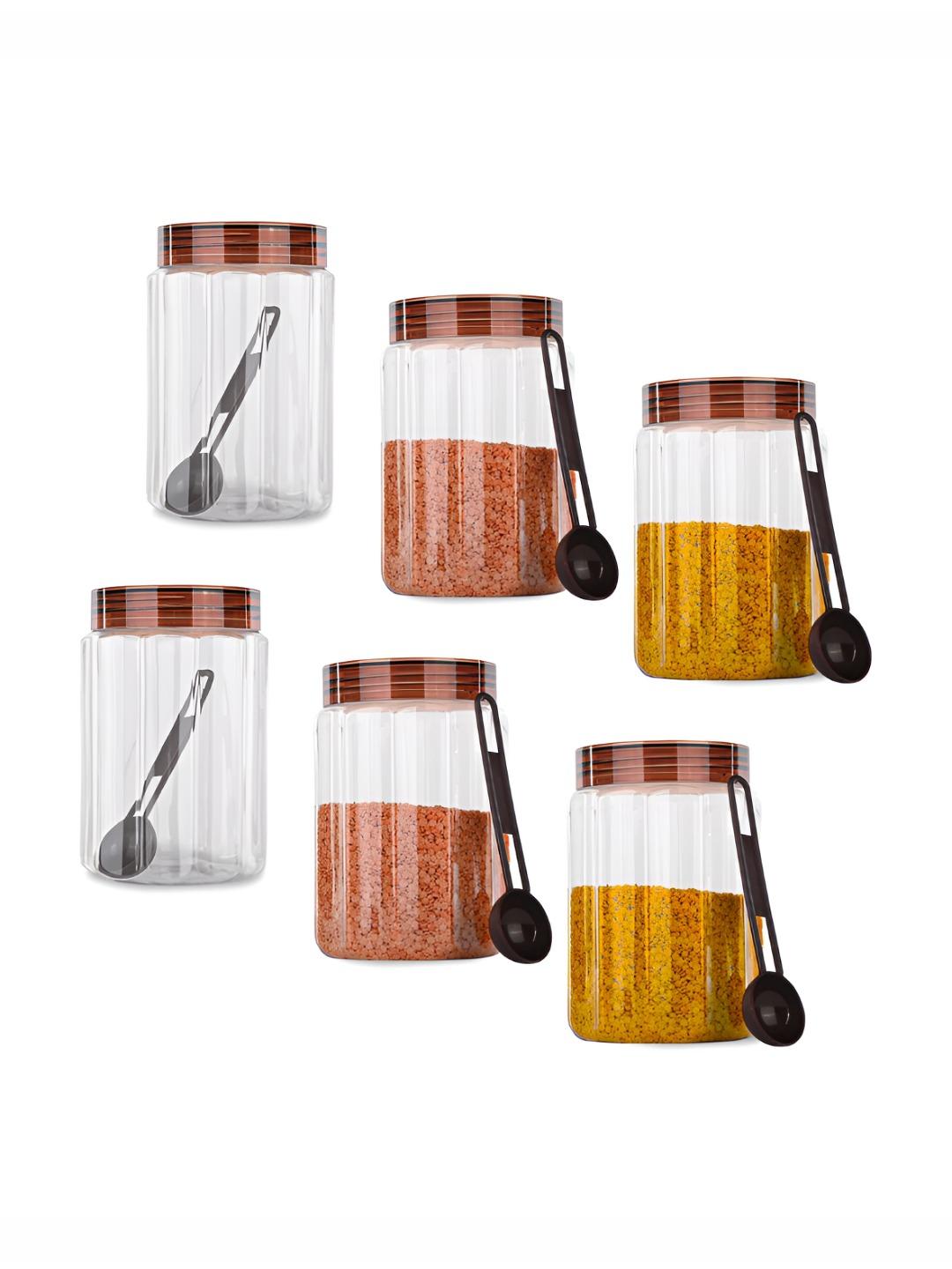 Buy Myntra Elegant Homes Brown & Transparent 6 Pieces Kitchen Storage ...