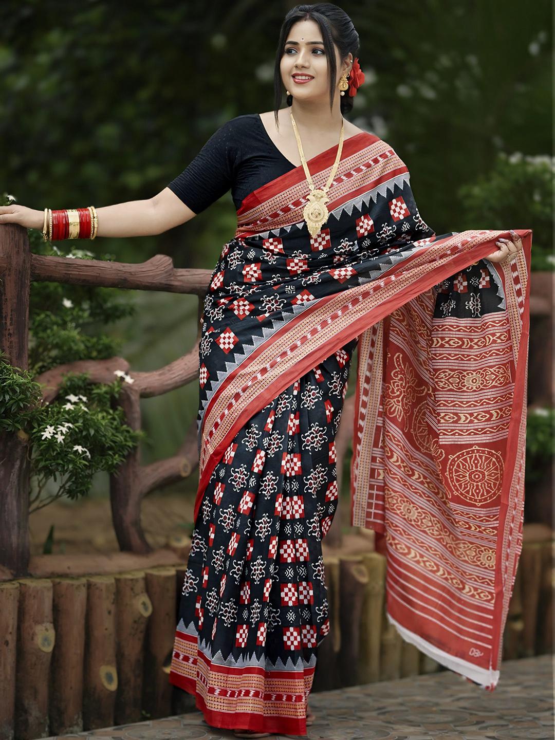 Buy ETHNIC ODISHA HANDLOOM Ethnic Motifs Printed Pure Cotton Sambalpuri ...