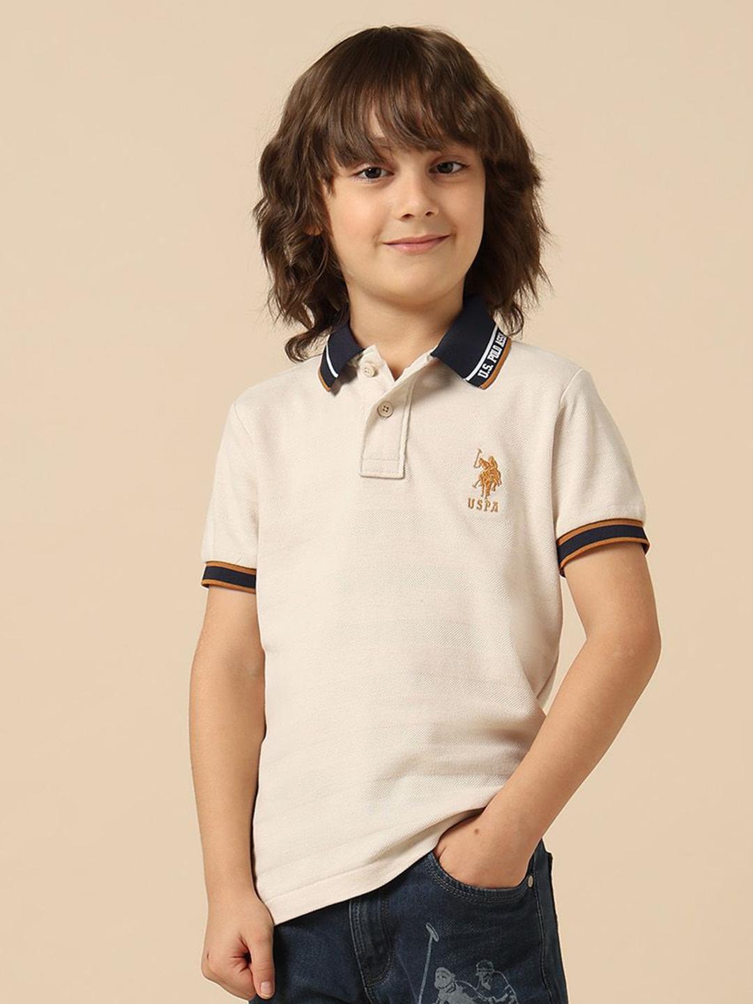 Buy Uspa Kids Boys Textured Pure Cotton Polo T Shirt - Tshirts for Boys ...