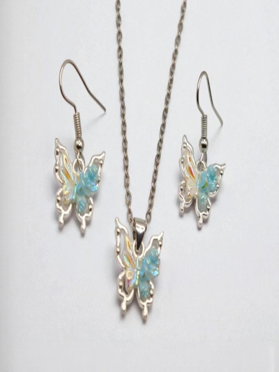Buy SAPRAA TRENDS Silver Plated Beautiful Butterfly Jewellery Set ...