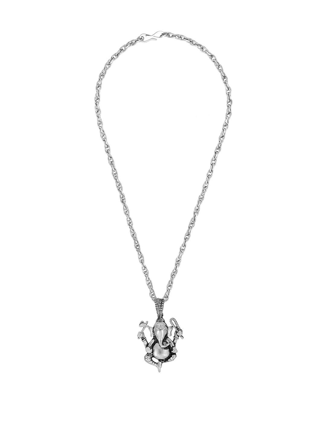 Buy Silver Plated Ganpati Ganesh Chain Pendant Necklace - Pendant for ...