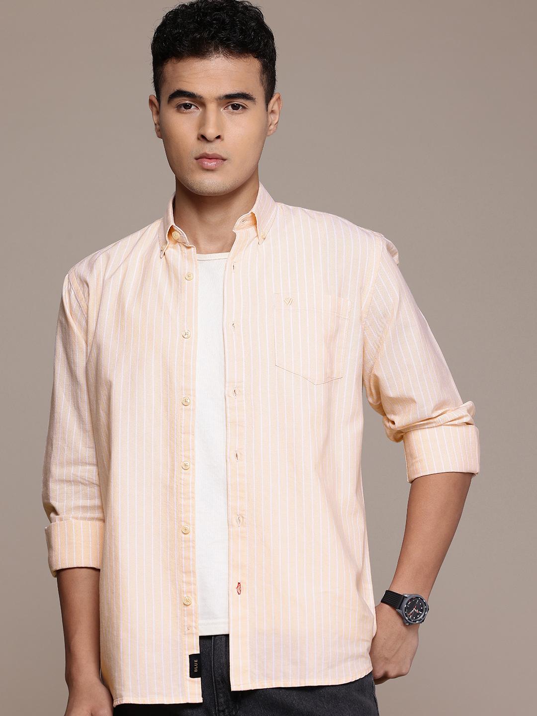 Buy BS BLUE SQUAD Regular Fit Striped Casual Shirt - Shirts for Men ...