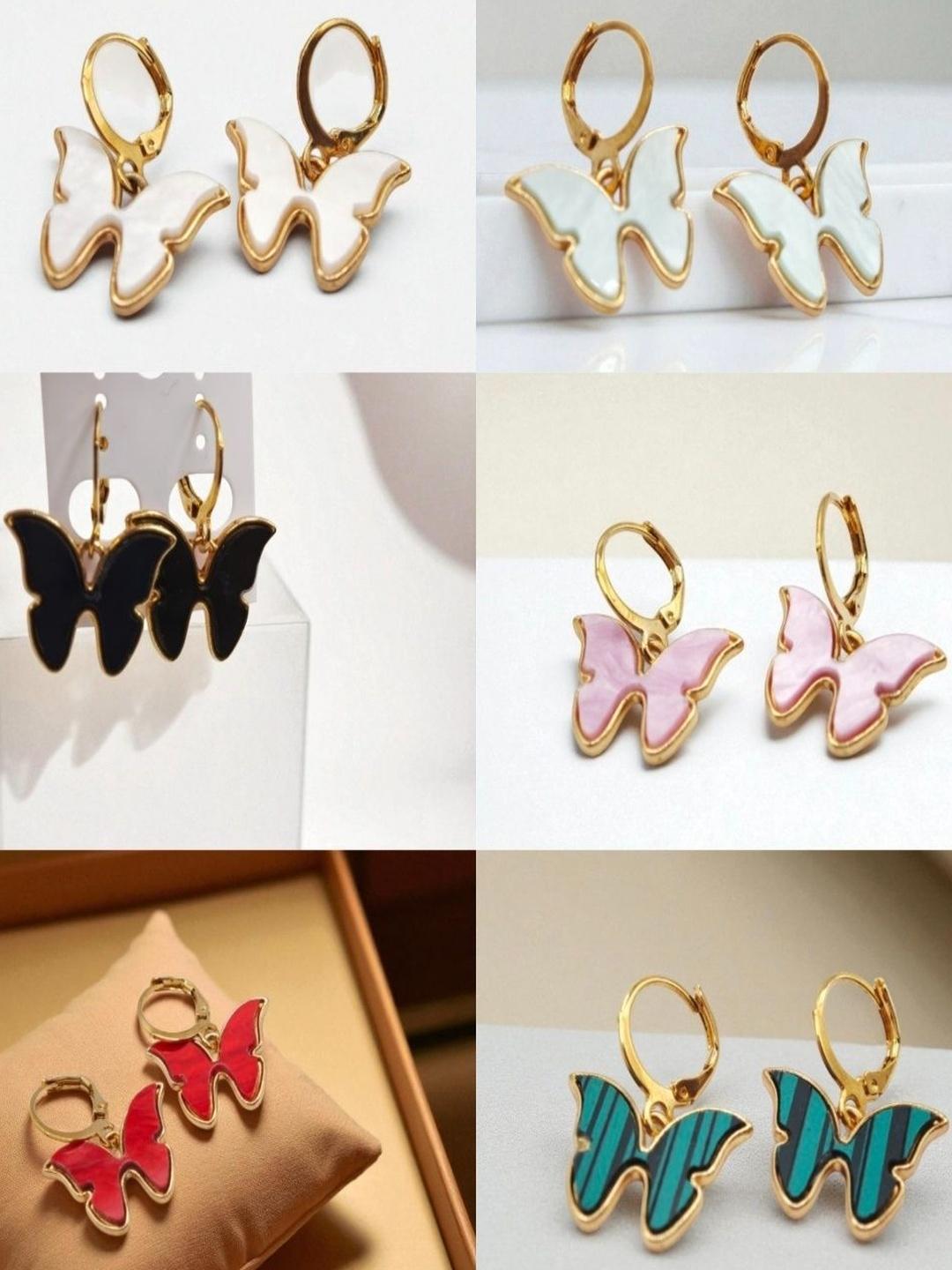 Buy SAPRAA TRENDS Set Of 6 Gold Plated Butterfly Hoop Earrings ...