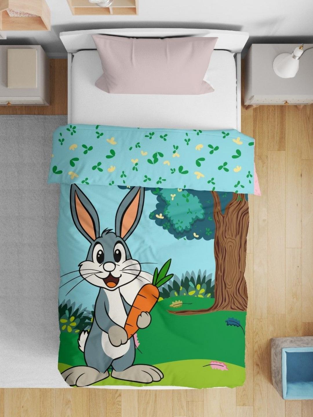 Buy HOME PLUS STUDIOS Blue Cartoon Characters Microfiber AC Room Single ...