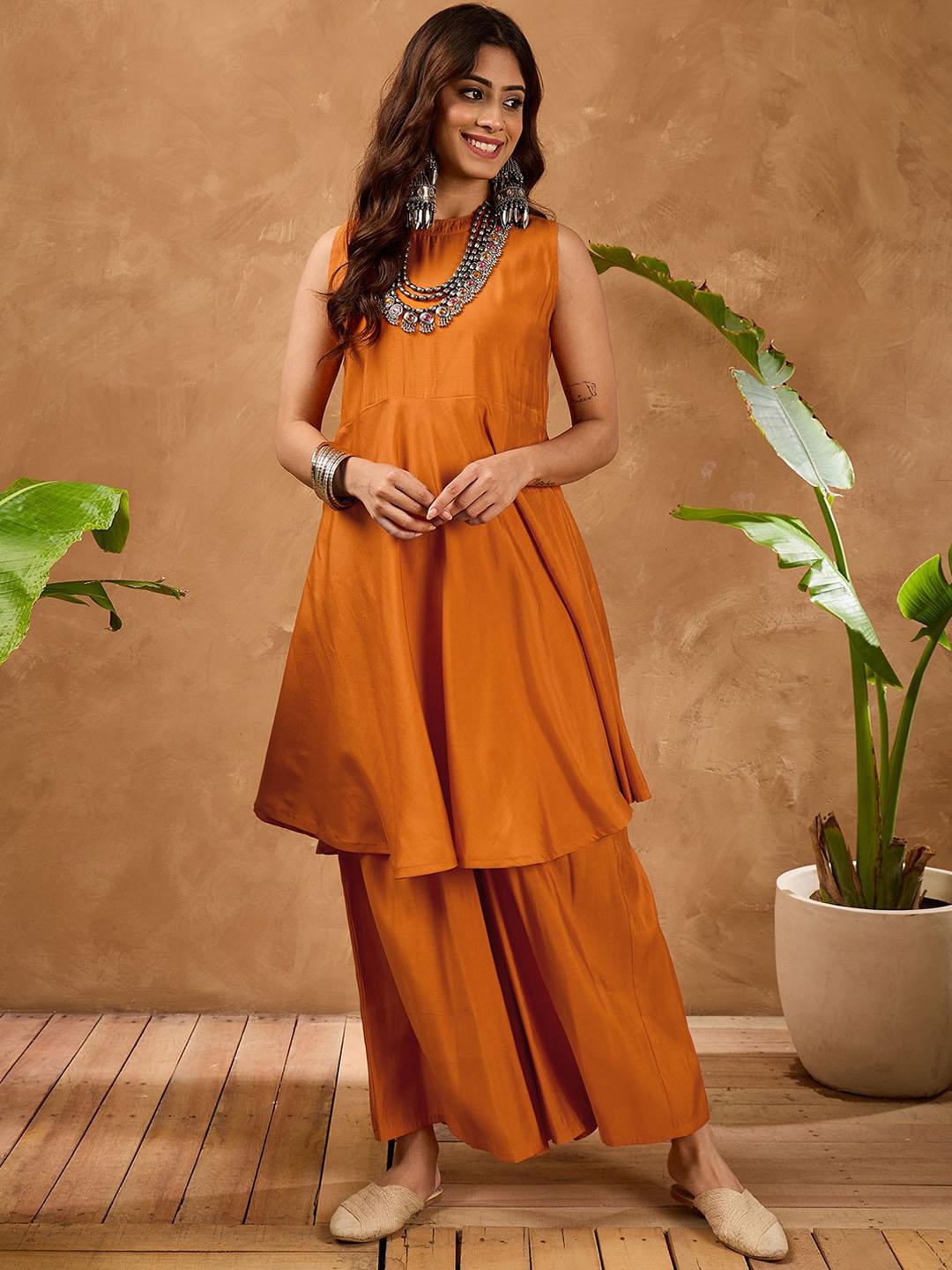 Buy InWeave Women Solid Kurta With Sharara - Kurta Sets for Women 36514281 | Myntra